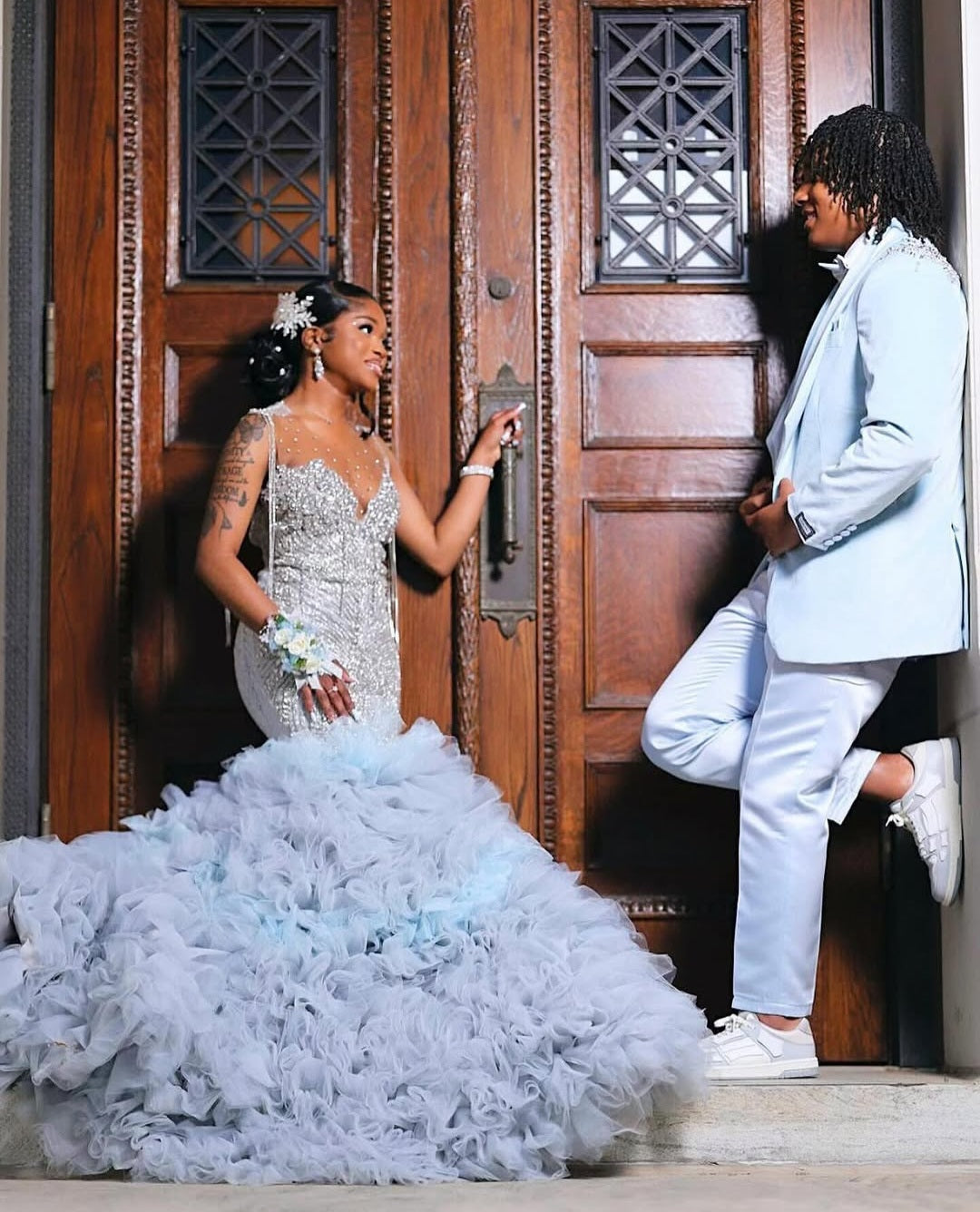 Sparkly Beaded Diamond Crystal Ruffles Prom Gown 2025 – Envious Designs